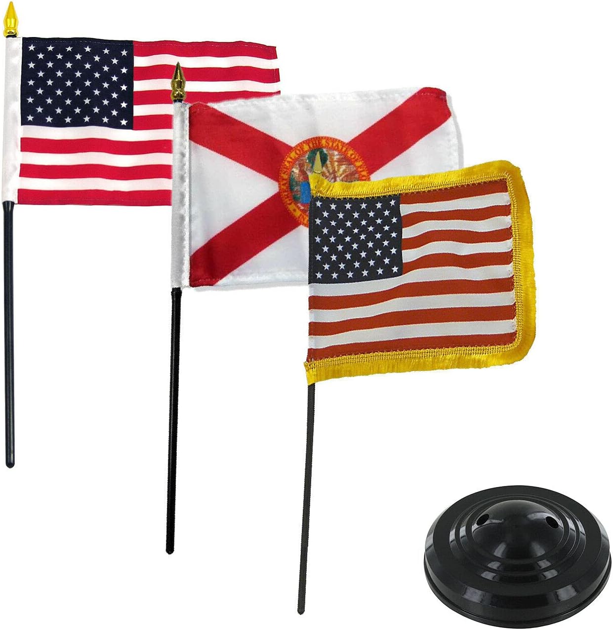 Amazon.com: New USA USA Fringe 3 Flags 4"x6" Desk Set Table Base ...