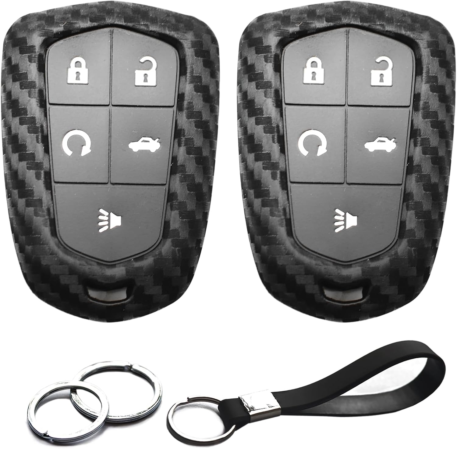 Amazon.com: INFIPAR 2pcs Compatible with Cadillac Key Fob Cover Case ...