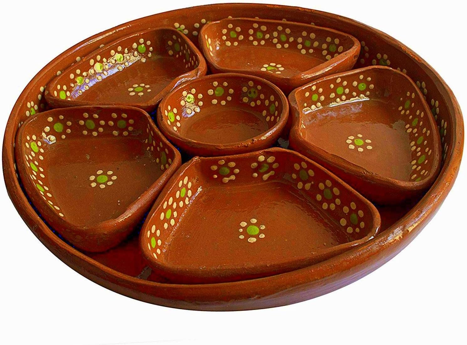 Cuencos mexicanos Salsera de Barro de 3 secciones para salsa, chips de ...