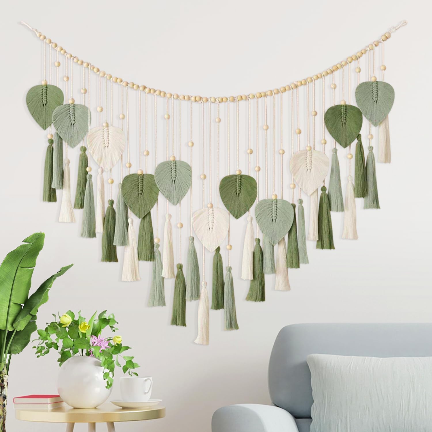 Amazon.com: Urbun Macrame Wall Hanging Leaves- Large Chic Feather Boho ...