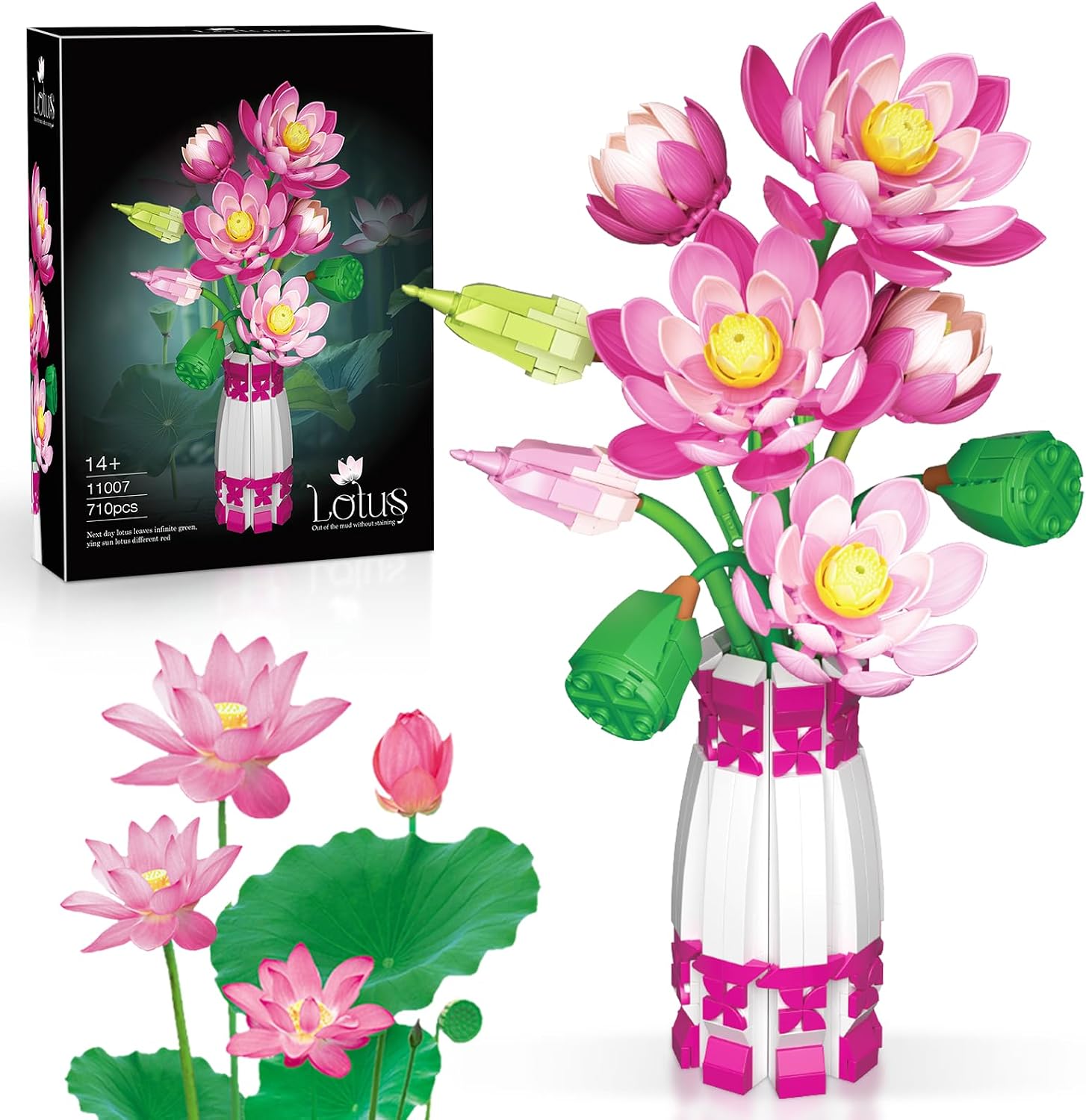 Amazon.com: kiothdre Lotus Flower Buidling Set - Artificial Lotus ...