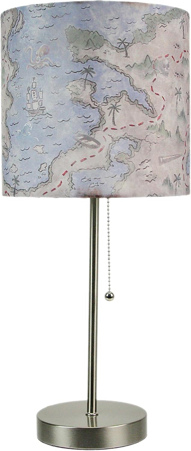 Decorative Treasure Map Brushed Nickel Accent Lamp, 19 Inches High ...