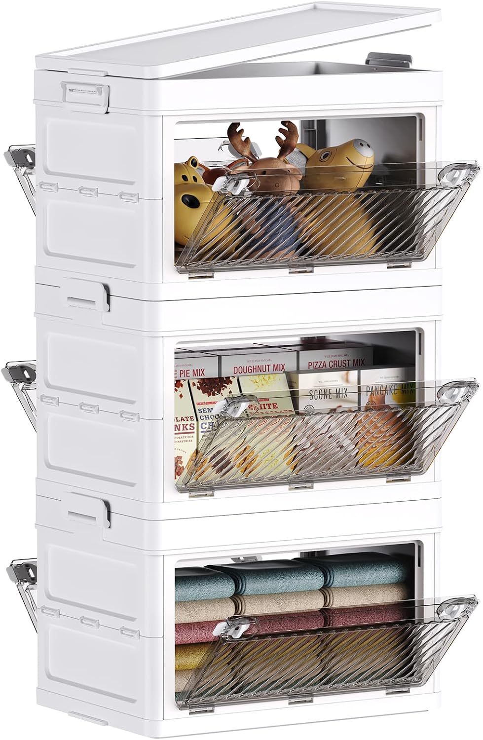 Amazon.com - Himix 72 QT Storage Bins with Lids, 3-Tier Stackable ...