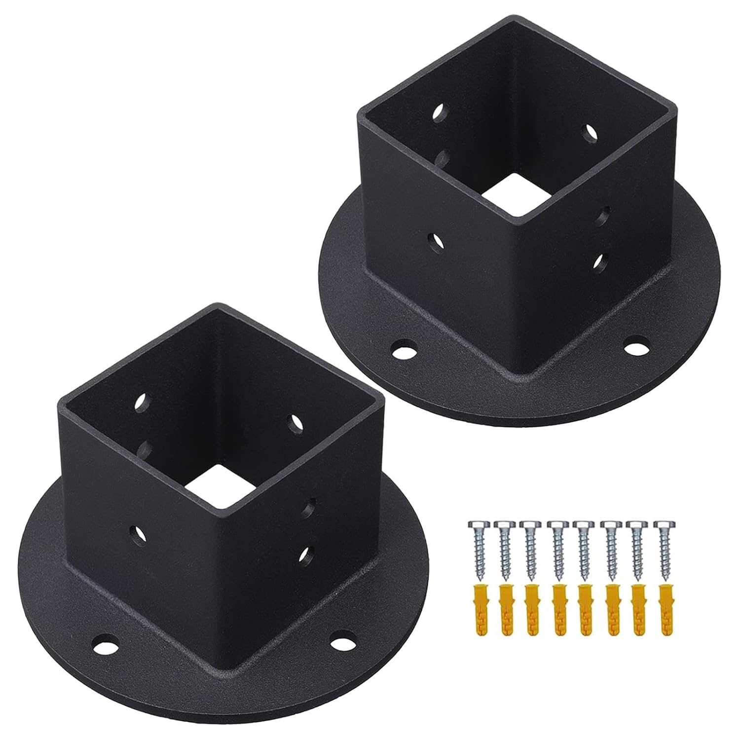 2 Pack Deck Post Bases, Mounting Bracket Square Fence Pole Flange Base ...