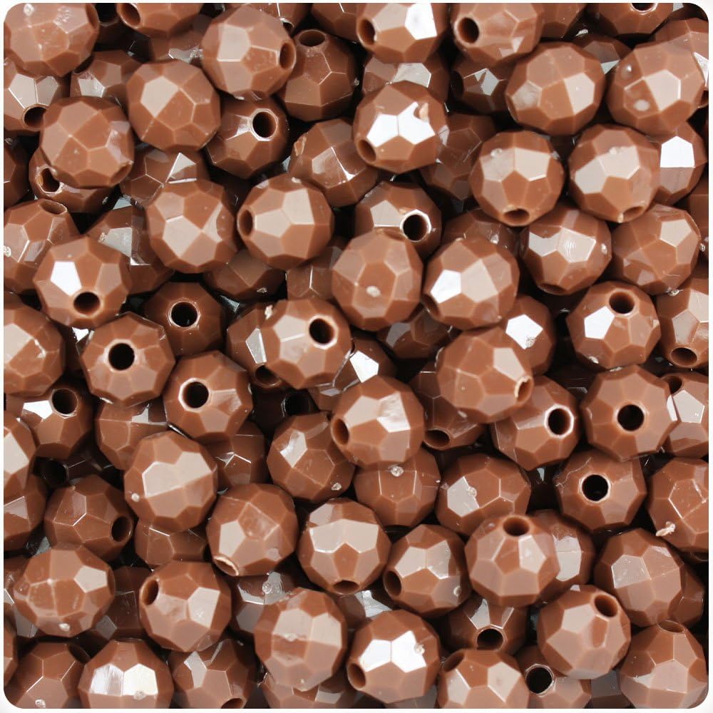 Amazon.com: BeadTin Chocolate Opaque 8mm Faceted Round Craft Beads ...