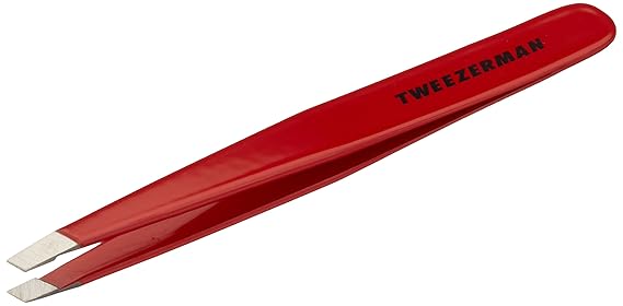 Amazon.com : Tweezerman Stainless Steel Slant Signature Red Tweezer ...