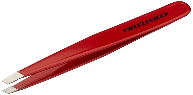 Amazon.com : Tweezerman Stainless Steel Slant Signature Red Tweezer ...