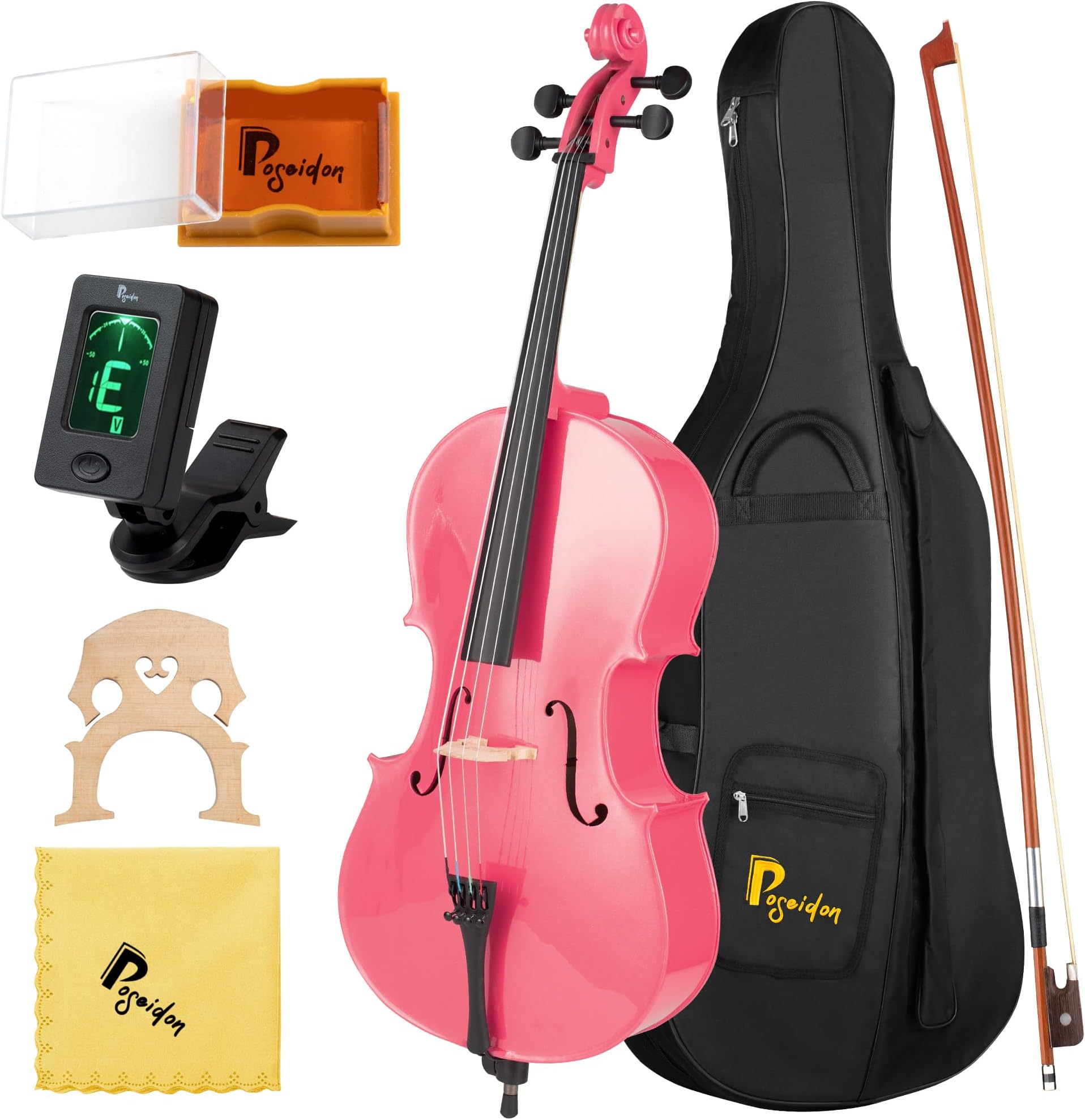 Amazon.com: Poseidon 4/4 Size Cello for Beginners & Adults, Premium ...