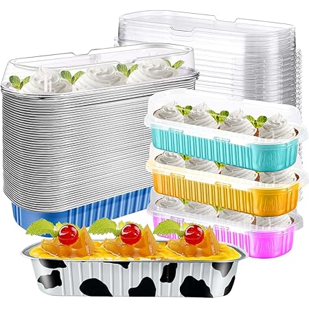 Amazon.com: Aluminum Foil Mini Loaf Pans With Lids 50 Pack,LNYZQUS 6.8 ...