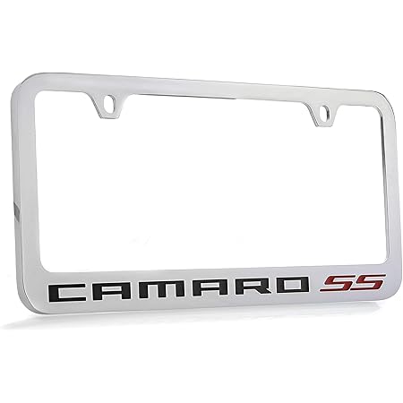 Amazon.com: Chevrolet Camaro SS Black Metal License Plate Frame ...
