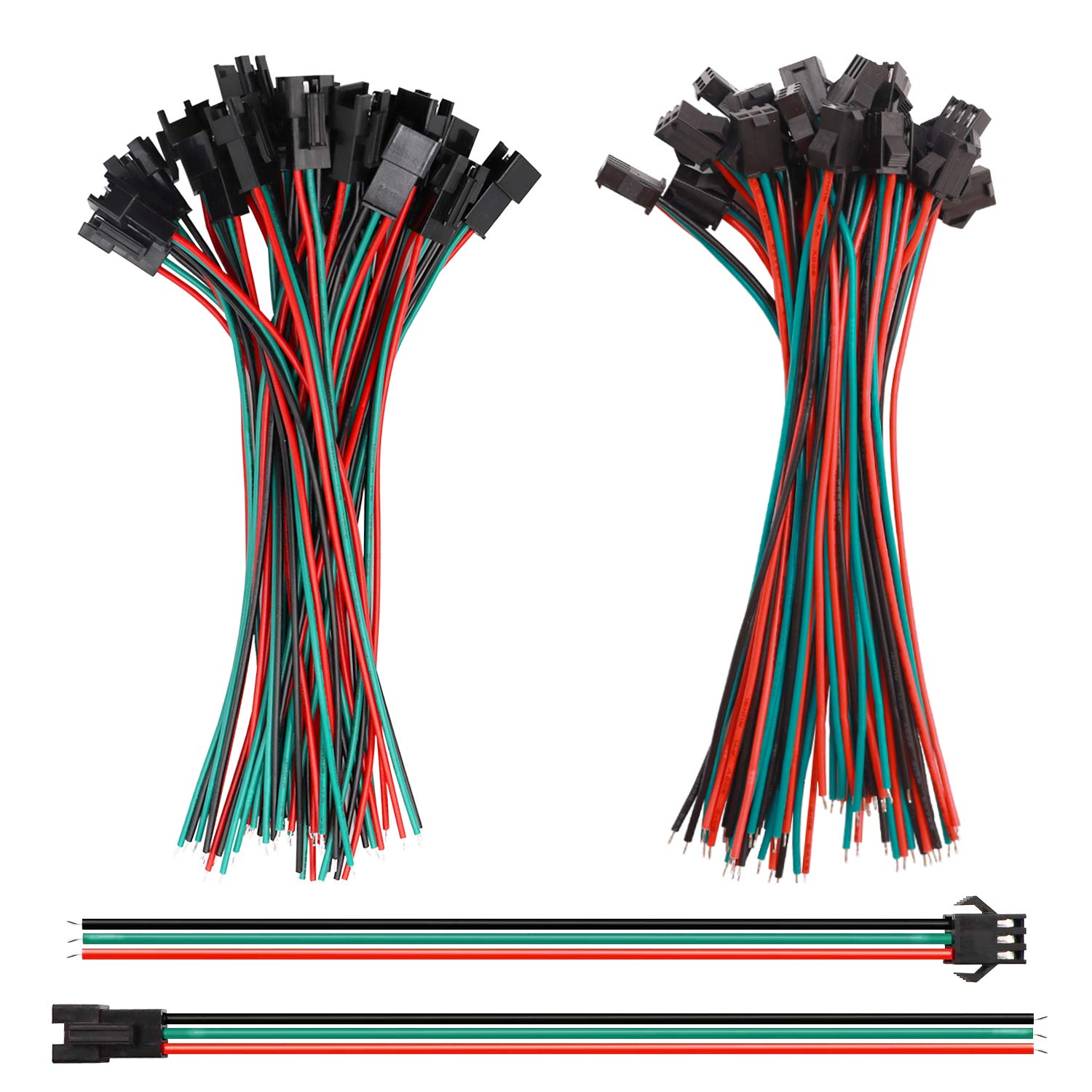 Snapklik.com : Mxuteuk 20 Pairs 22 AWG JST SM Plug 3 Pin Male To Female ...