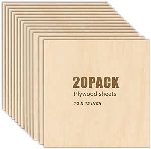 Amazon.com: 20Pack 12'' x 12'' Unfinished Wood, 1/16 Plywood Sheets ...