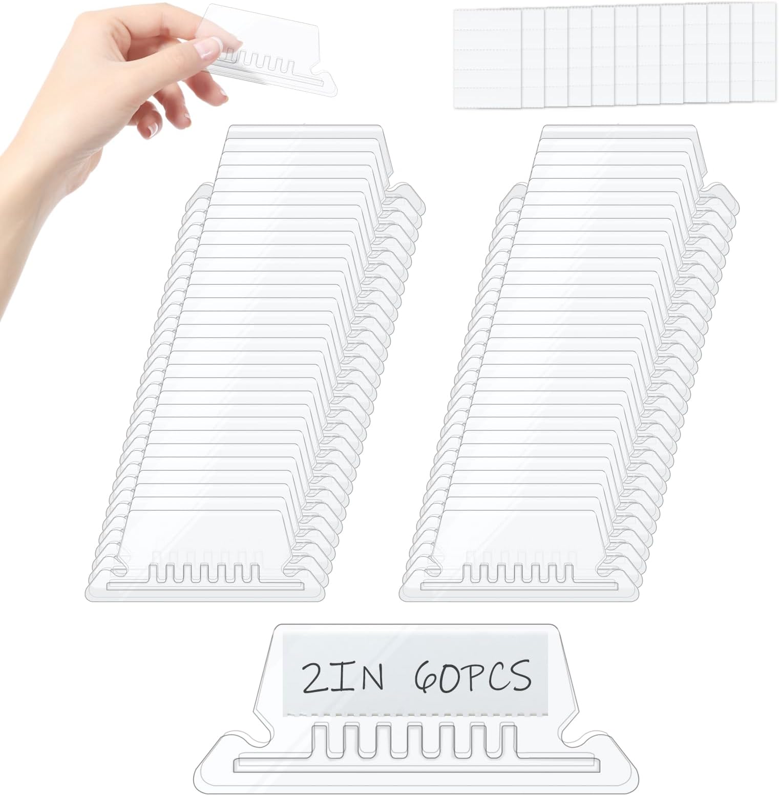 Amazon.com : 60 Sets 2 Inch Hanging File Folder Tabs, Transparent File ...