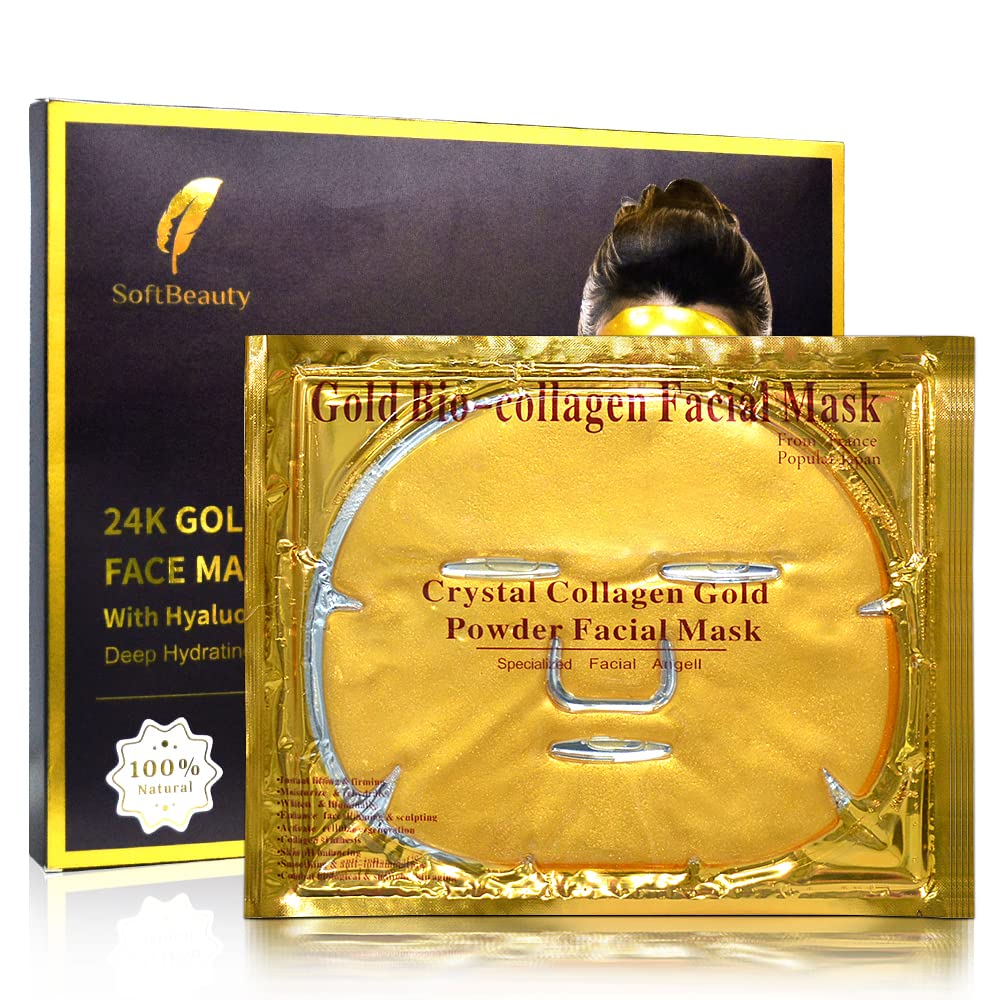 Gold Gel Collagen Facial Masks - 24K Gold Firming Face Mask -Gold Face ...