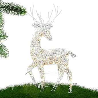FVPKYUR Outdoor Christmas Reindeer with Lights - 82x45cm, Multicolored ...