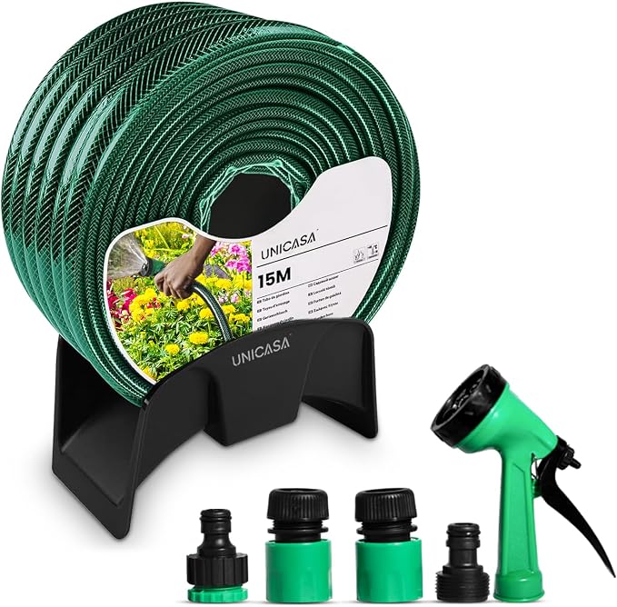 UNICASA™ 15-Meter Expandable Garden Hose Set with Thread Connectors and ...