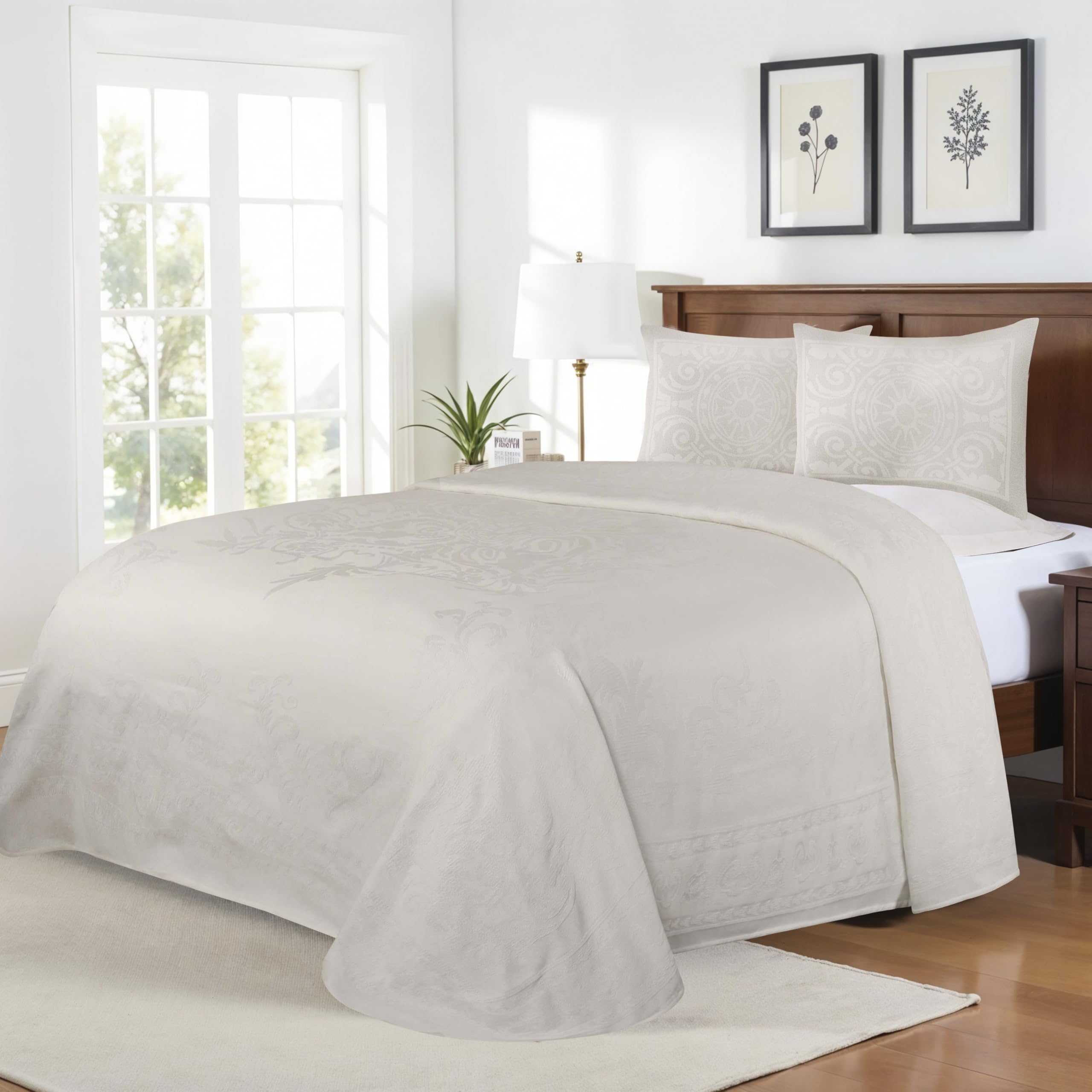 Amazon.com: Superior Cotton Blend 3-Piece Bedspread Set, Oversized ...