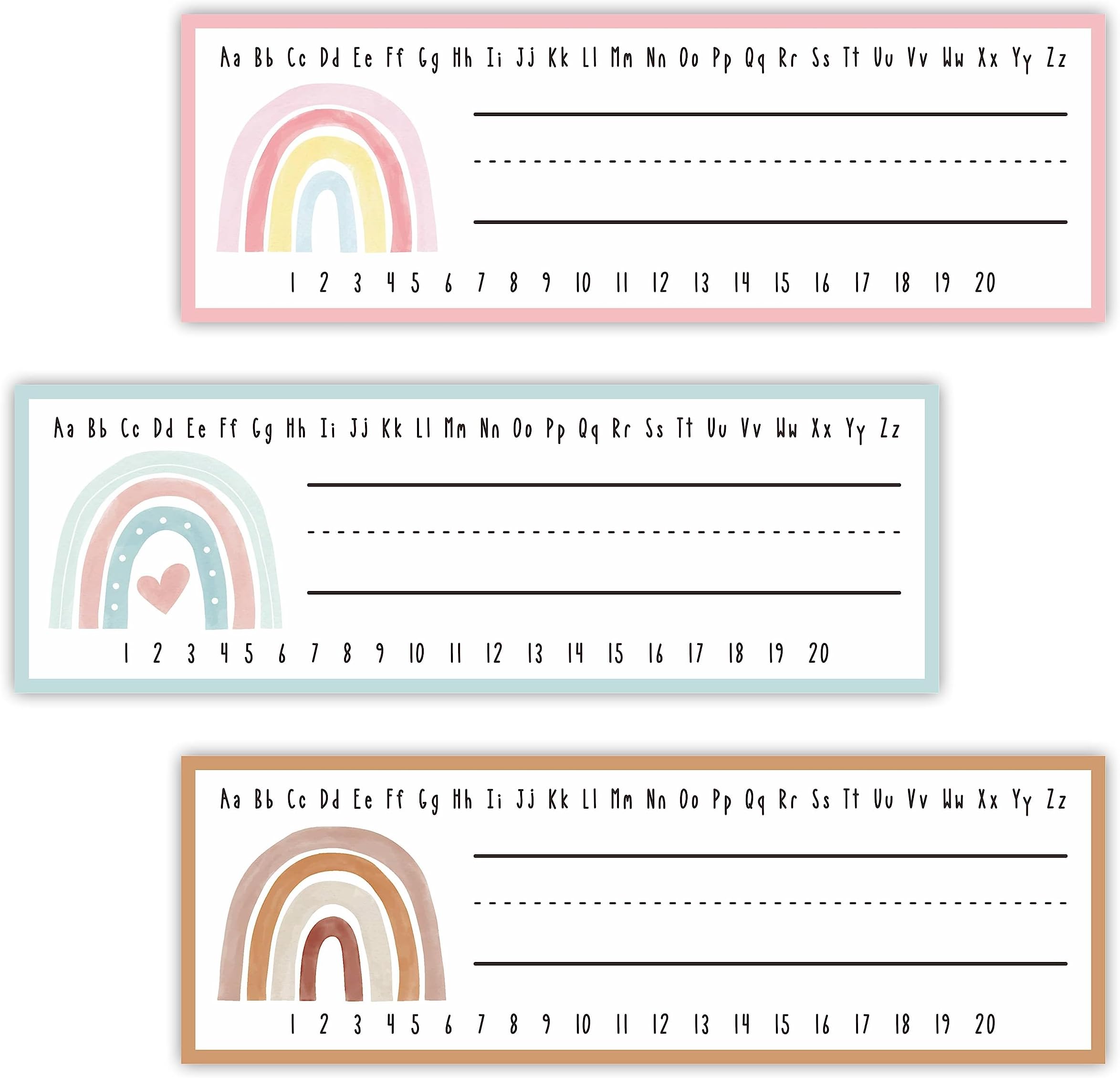 Amazon.com: 30 Name Tags Labels - Boho Rainbow Self Adhesive Name ...