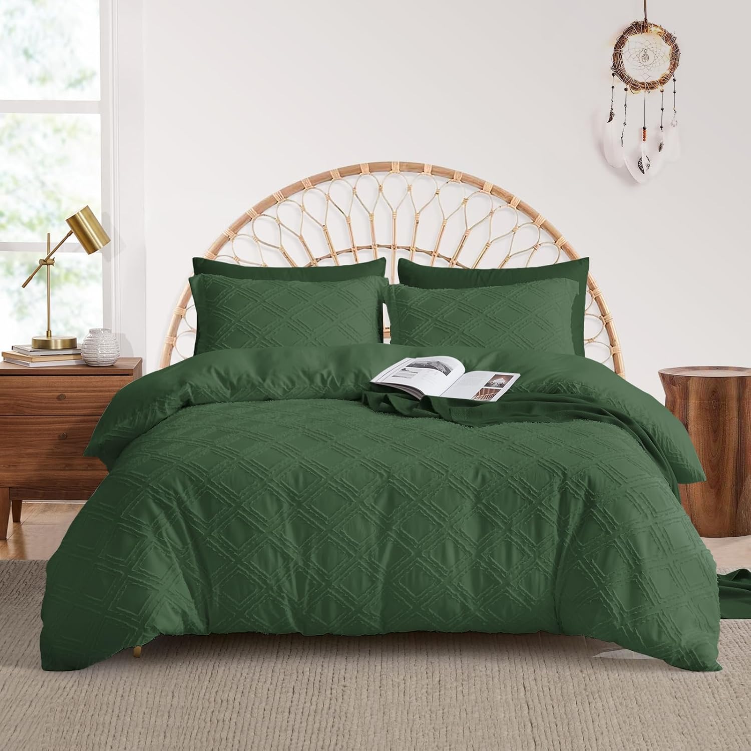 Maple&Stone Queen Duvet Cover Set, 3 Pieces Textured Tufted Boho ...