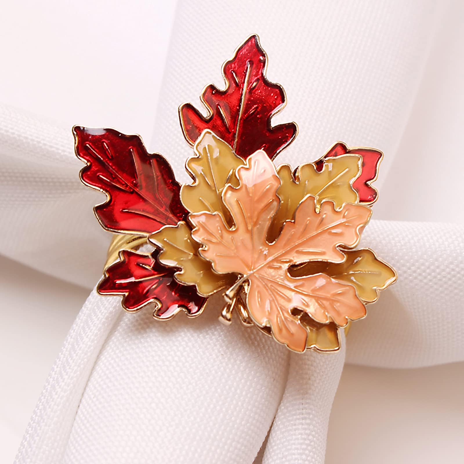 Amazon.com: Mokylor 8 Pcs Maple Leaves Napkin Ring, Fall Metal Napkin ...