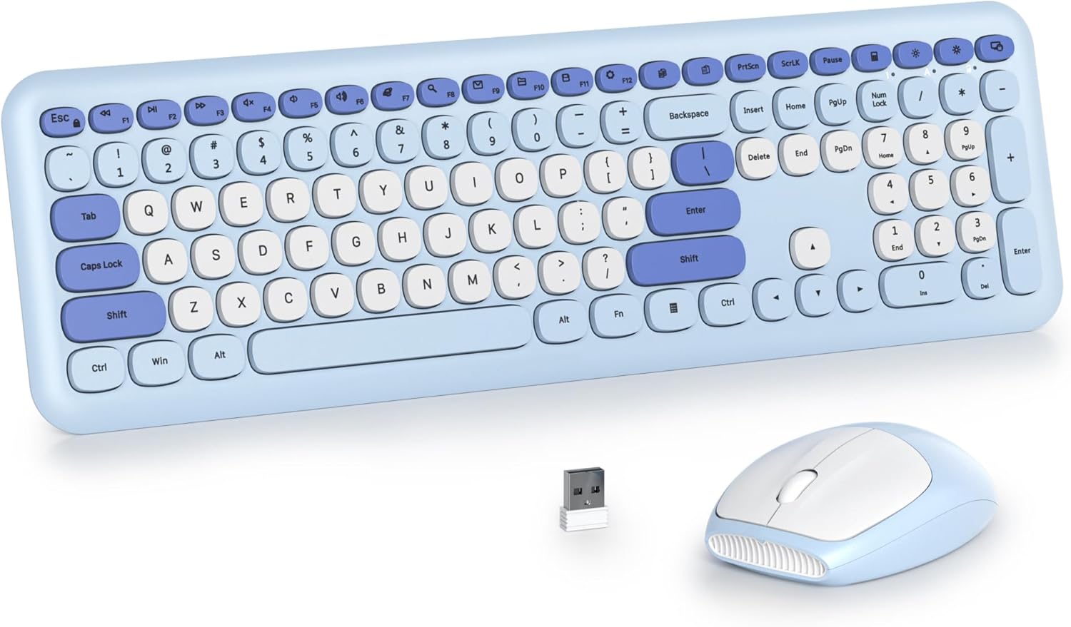 Amazon.com: iRoboosta Blue Colorful Wireless Keyboard and Mouse Combo ...