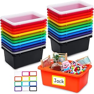Amazon.com: Tuanse 24 Pcs Plastic Cubby Bins Classroom Organization ...