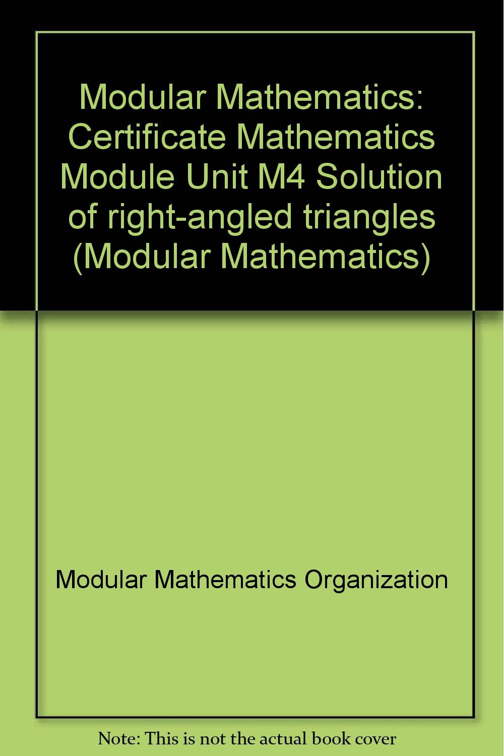 Modular Mathematics: Certificate Mathematics Module Unit M4 Solution of ...