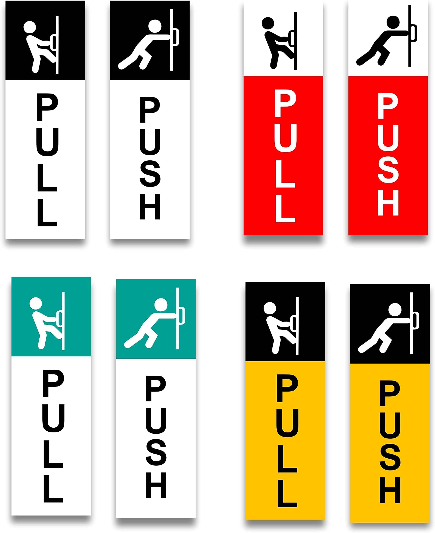 4 Packs Push Pull Sign Stickers for glass door office hospital bank ...