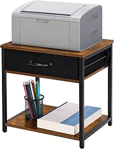 Printer Stand with Storage, 2 Tier Small Printer Table with Fabric ...