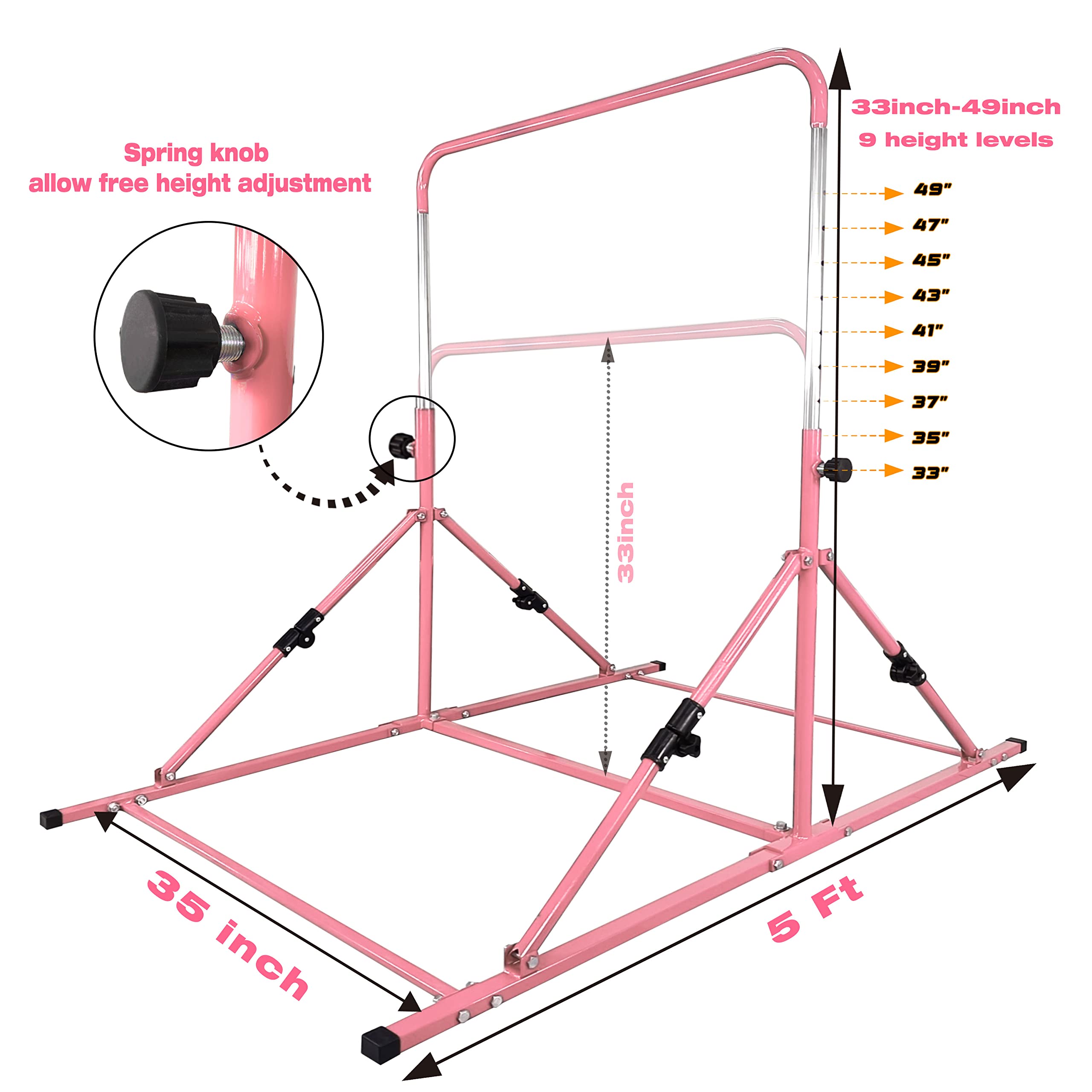 Seliyoo fodable Gymnastic kip bar, Gymnastics bar for Kids Ages 3-12 ...
