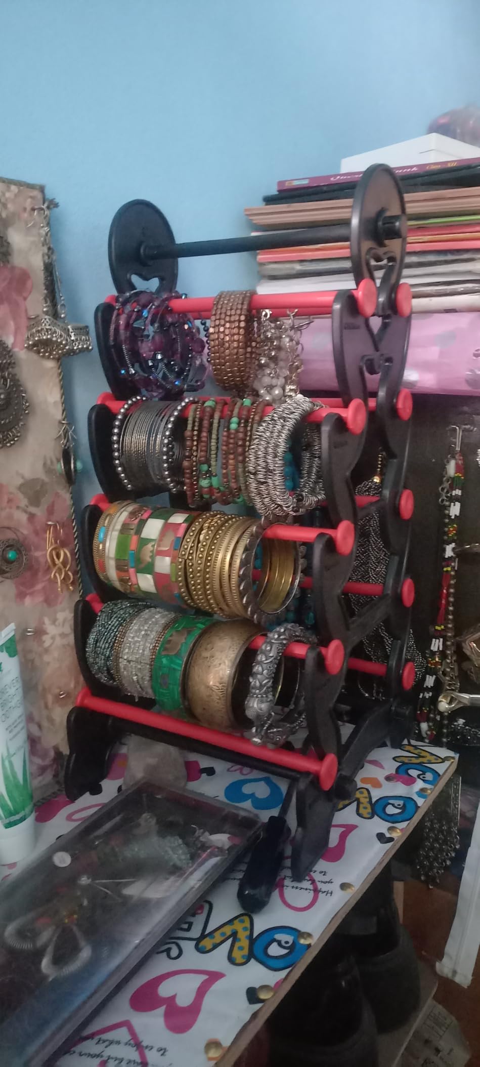 5 step 10 section (Black with Red) Plastic Bangle Stand | Jewellery ...