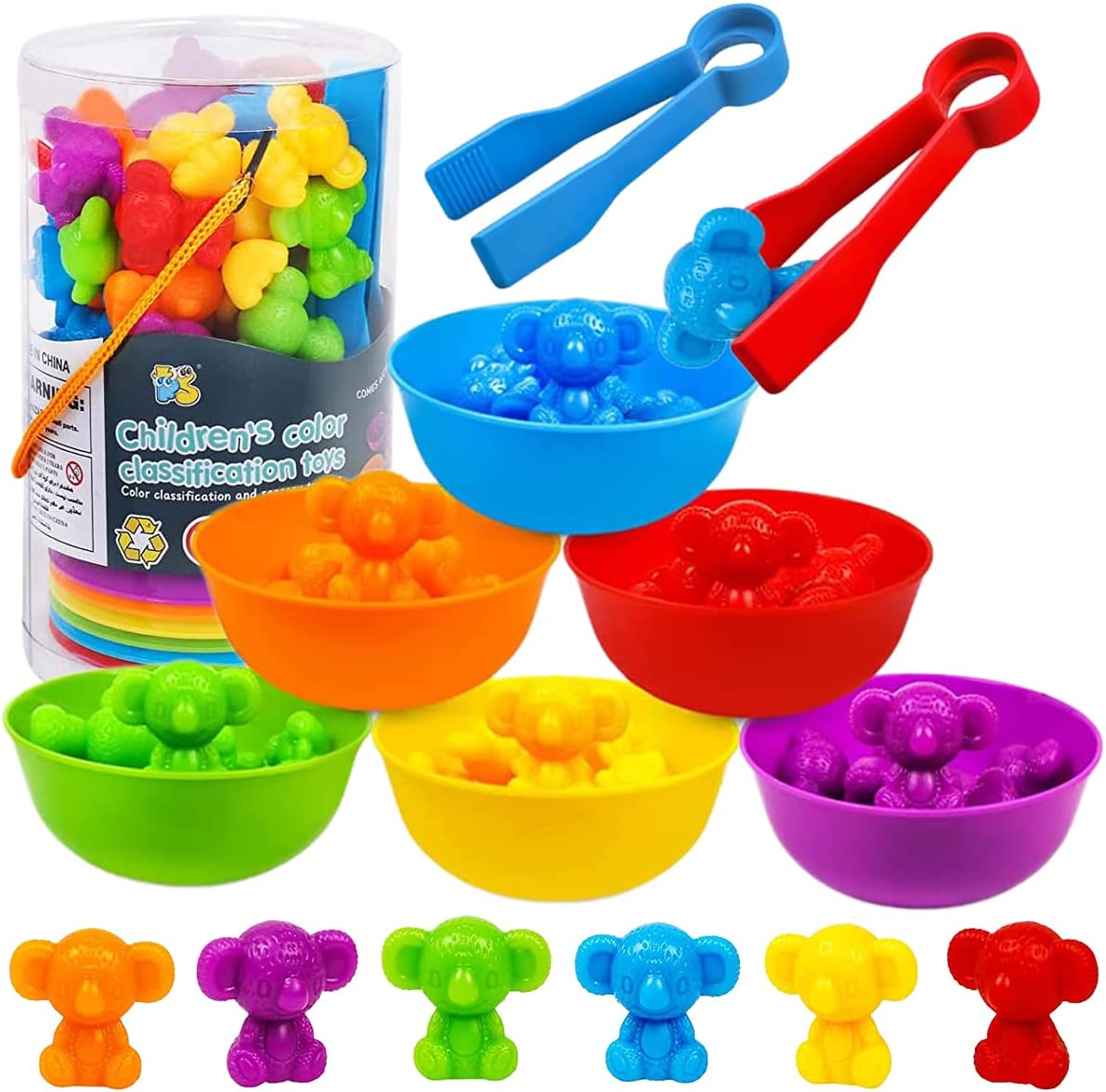 NEWSTYLE 58Pcs Color Sorting and Counting Dinosaurs Toys for Toddler 3 ...