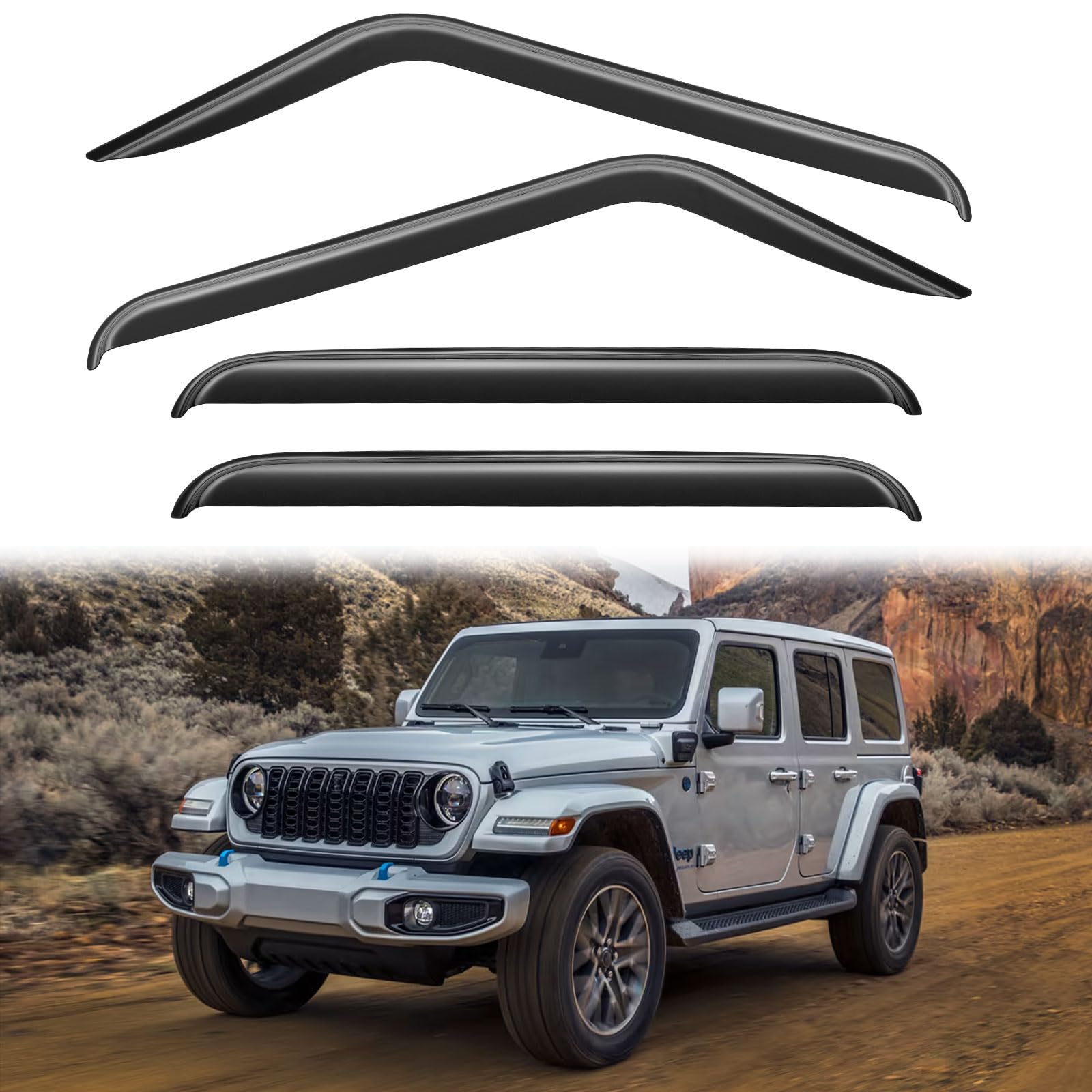 Snapklik.com : AWVRG Window Rain Guards For 2018-2024 Jeep Wrangler JL ...