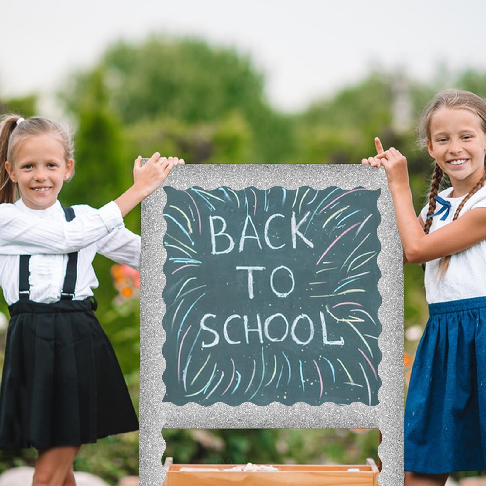 Snapklik.com : 65.6Ft Silver Glitter Bulletin Board Border, Silver ...