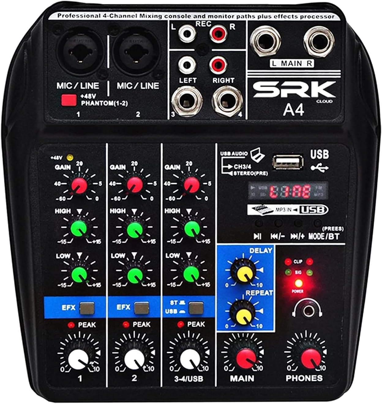 SRK CLOUD A4 Sound Mixing Console Bluetooth USB Record Computer ...