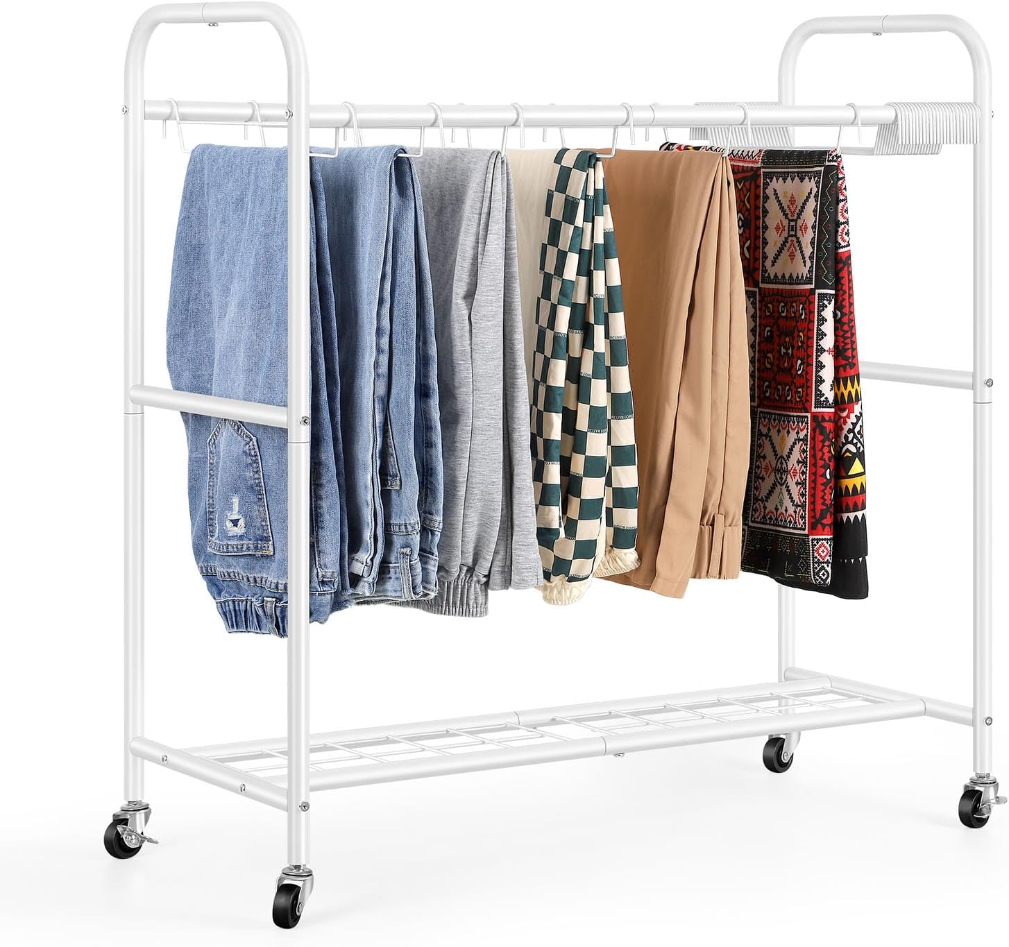 Amazon.com: OYEAL Rolling Pants Trolley Trouser Hangers with 30 Pants ...