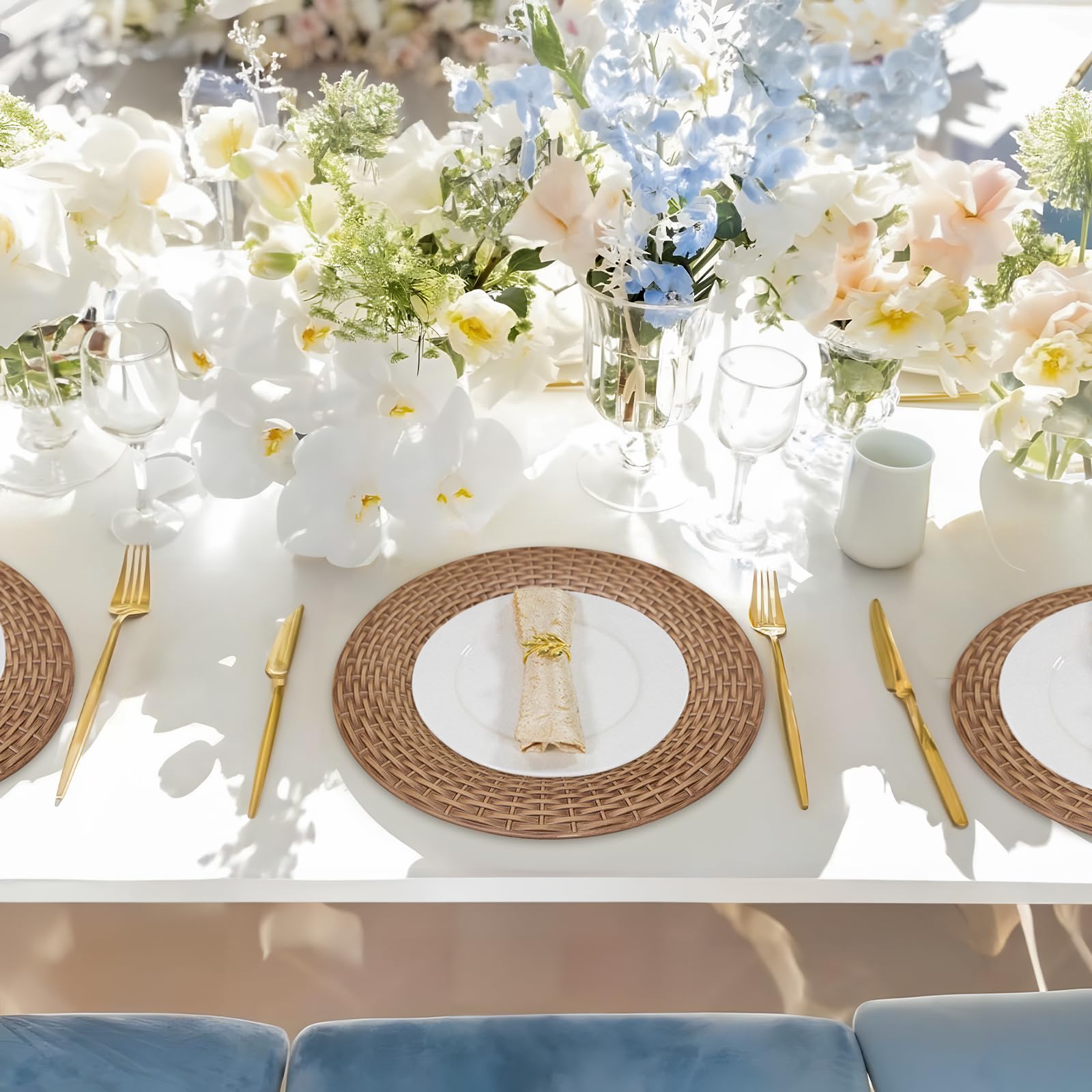 Snapklik.com : Faux Rattan Charger Plates Set Of 12, Table Chargers For ...