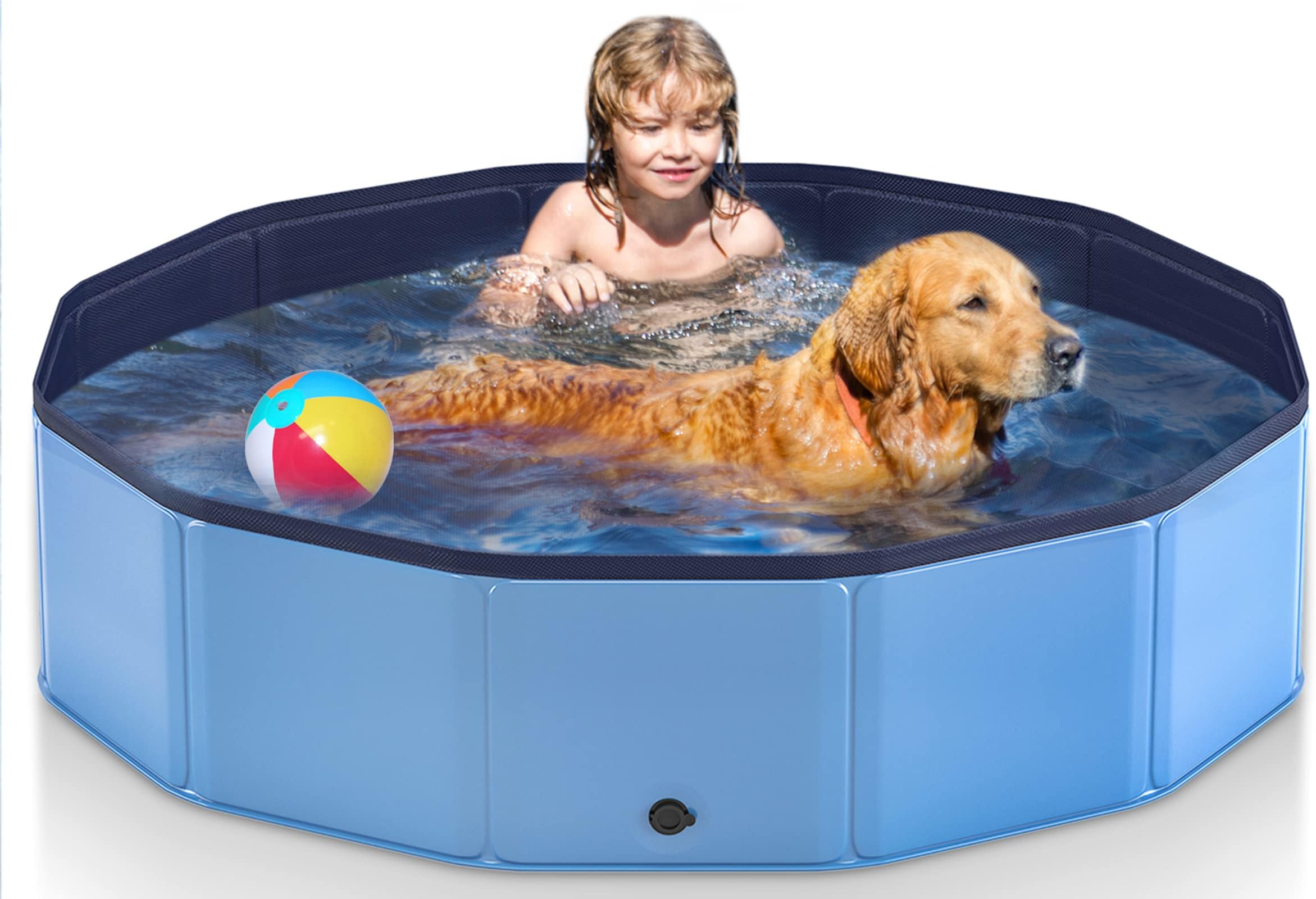 Amazon.com: 63" Foldable Dog Pool for Large Dogs, Portable Hard Plastic ...