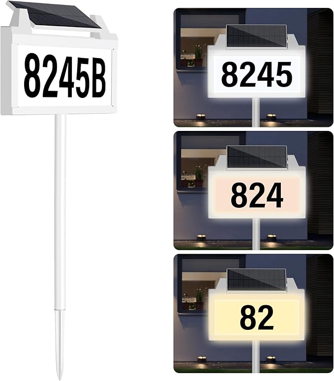 Amazon.com: Modern Solar Address Sign, House Numbers for Outside ...