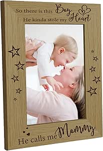 CREATCABIN Mother and Son Picture Frame Wood Photo Frames 4x6 Engraved ...