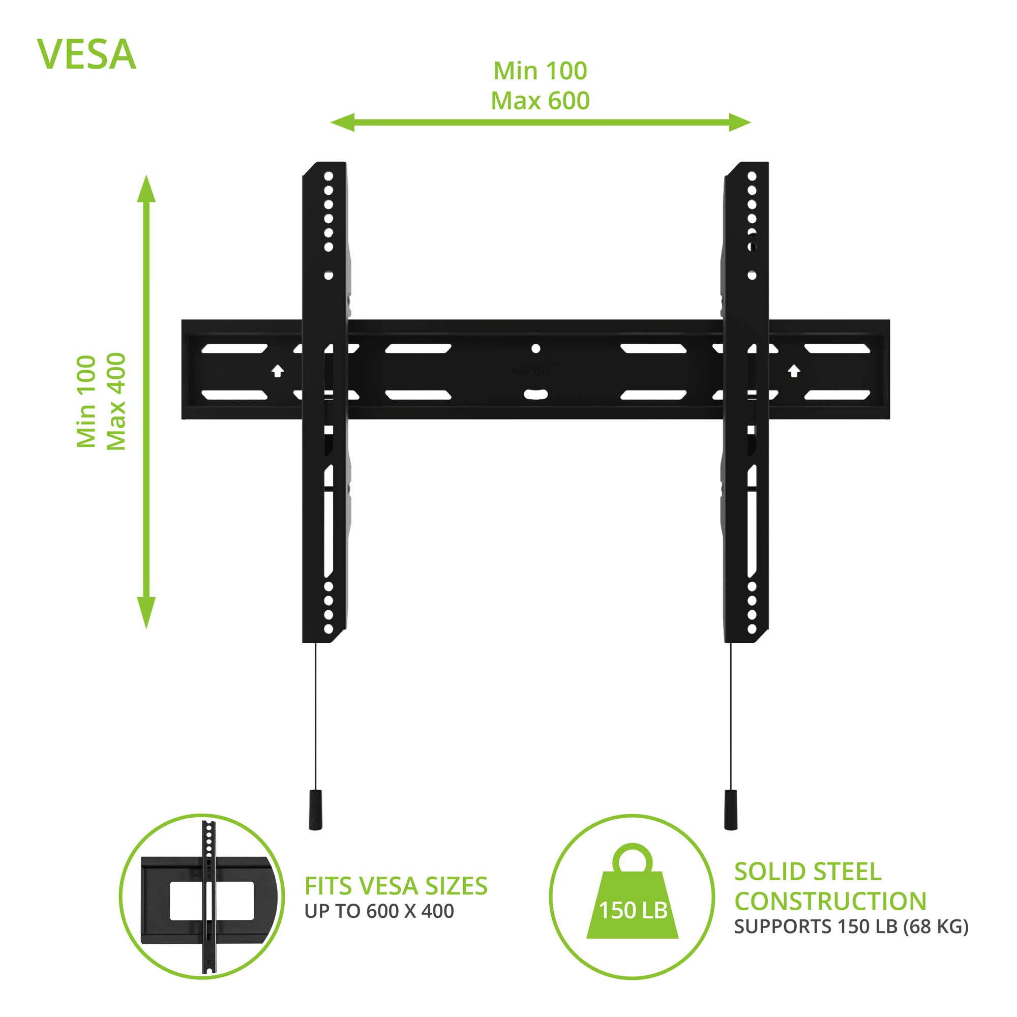 Snapklik.com : PF300 Fixed TV Mount For 32 To 90 TVs Up To 150 Lb VESA ...