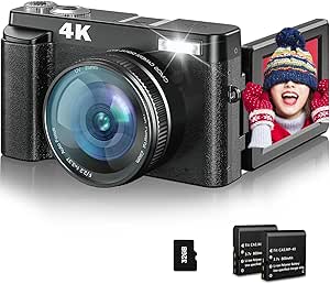 4K Appareil Photo Numérique 32G Carte 48MP Caméra Numérique Autofocus 3 ...