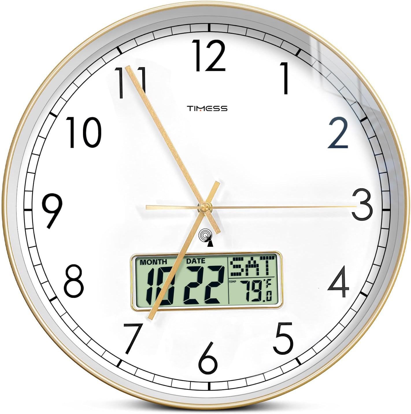 Amazon.com: TIMESS Atomic Analog Wall Clock, WWVB Self-Setting Battery ...