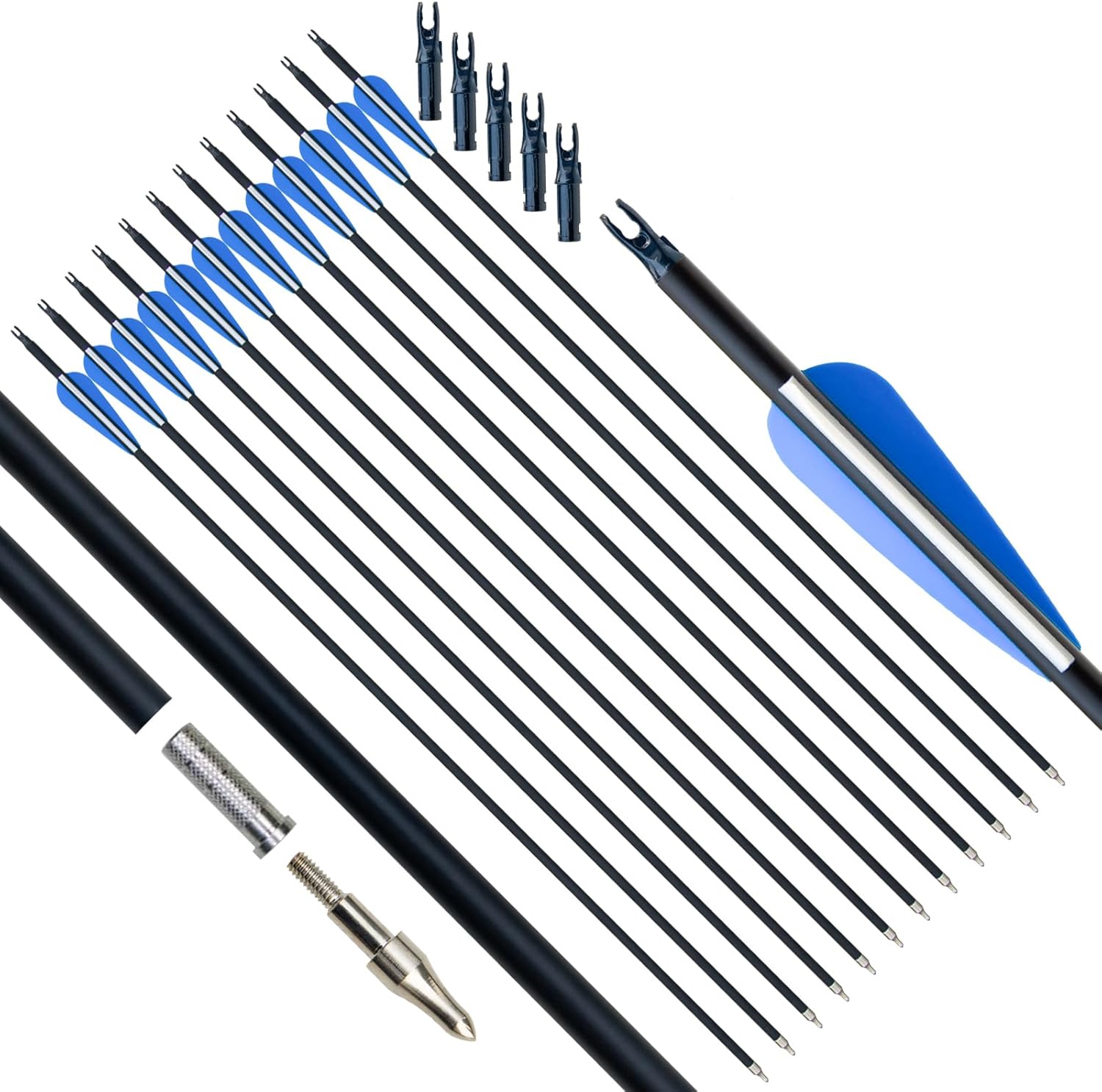 Amazon.com : D&Q Carbon Arrow Hunting Arrows, with 100 Grain Removable ...