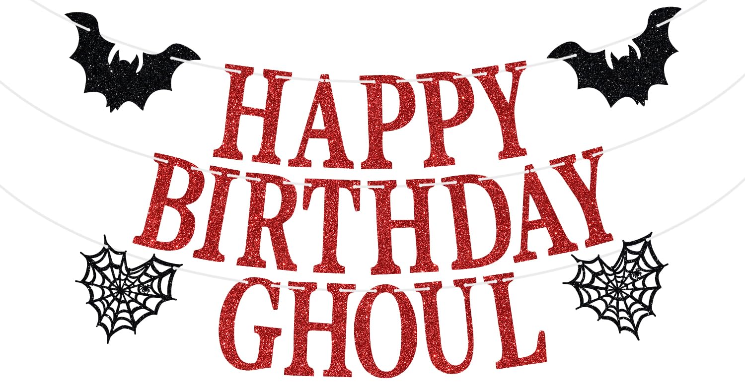Amazon.com: Happy Birthday Ghoul Banner, Happy Booday/Halloween Happy ...