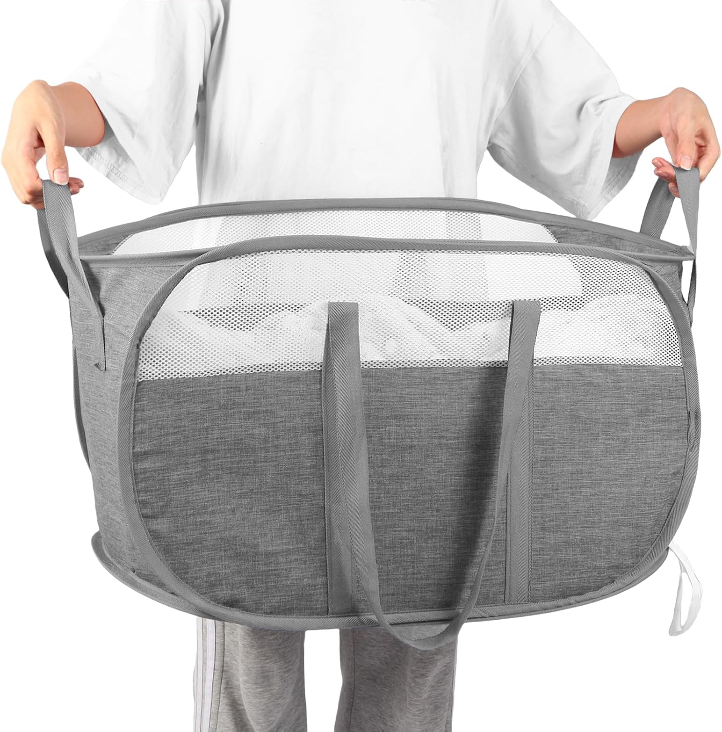 Amazon.com: Collapsible Laundry Basket, Foldable Mesh Clothes Hamper ...