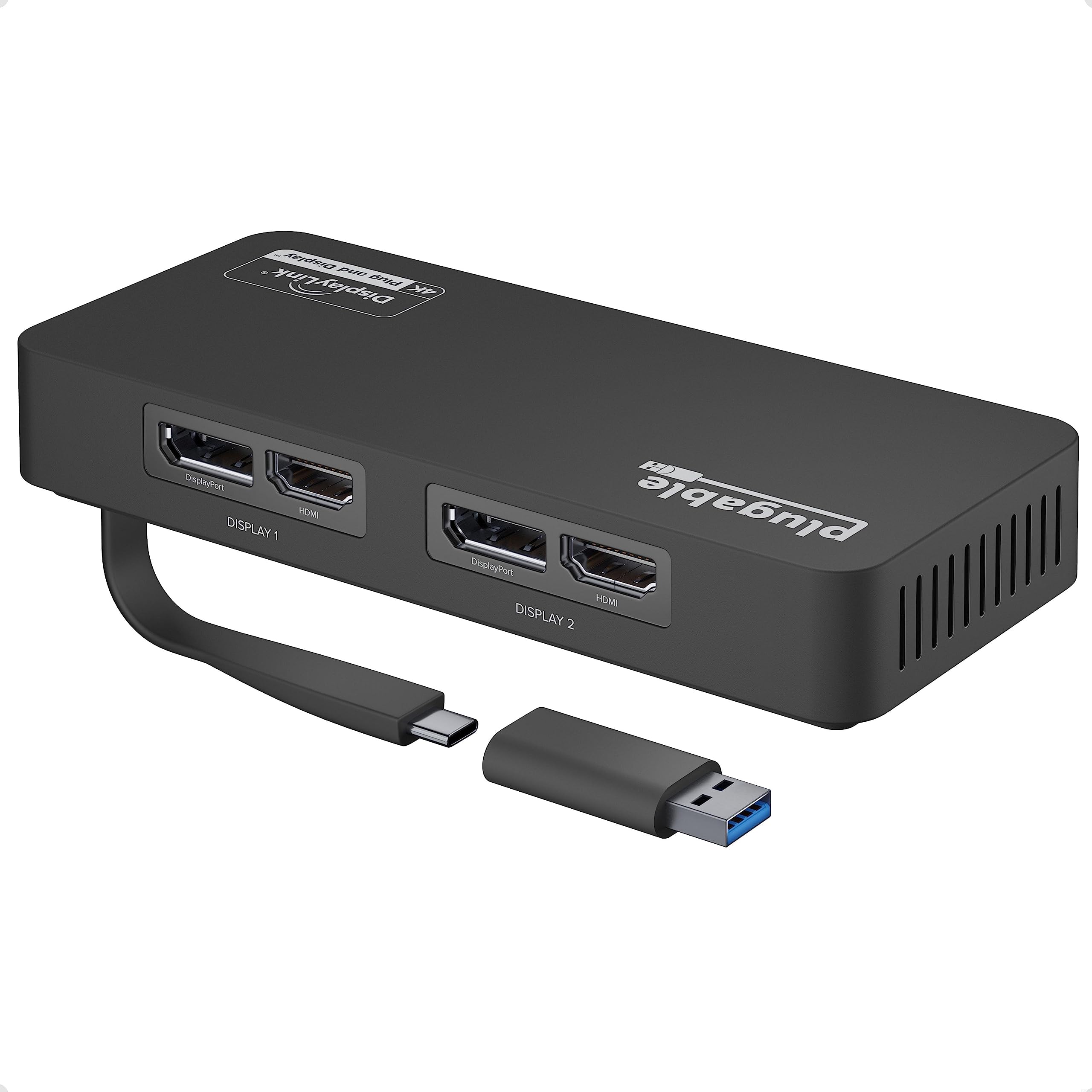 Amazon.com: Plugable 4K DisplayPort and HDMI Dual Monitor Adapter for ...