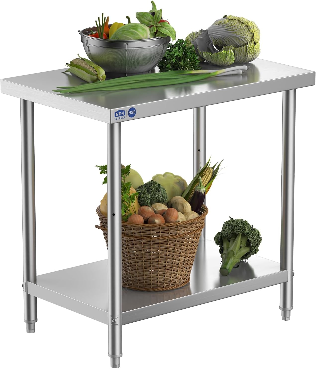 Amazon.com: Leteuke NSF Stainless Steel Prep Table, SUS 201 Stainless ...