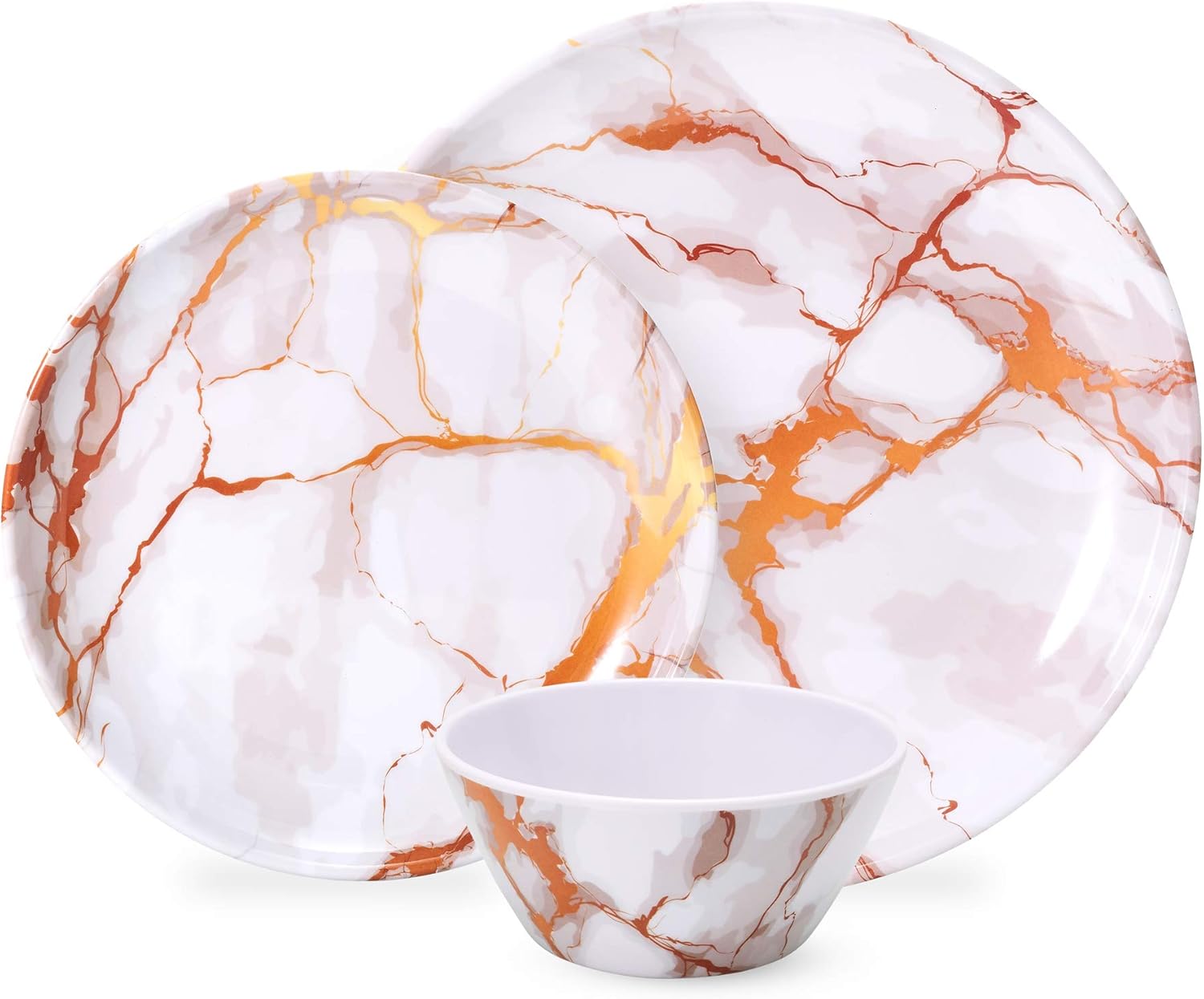 Amazon.com: Melamine Dinnerware Set - 12 Pcs Dinner Dishes Set for 4 ...