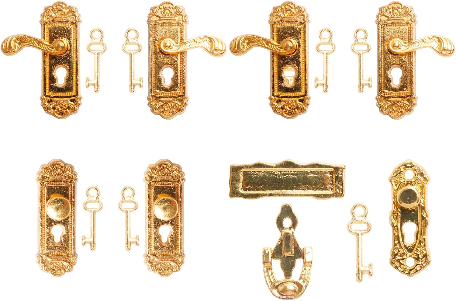 Amazon.com: 16 Pcs 1/12 Scale Vintage Miniature Metal Door Knob, Lock ...